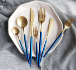 China Supplier Stainless Steel Flatware Set with Blue and Gold Color NC099 Dinner Knife Fork Spoon