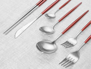 New Arrival Stainless Steel Flatware Set with Red Handle Color Kitchen Cutlery Dinnerware